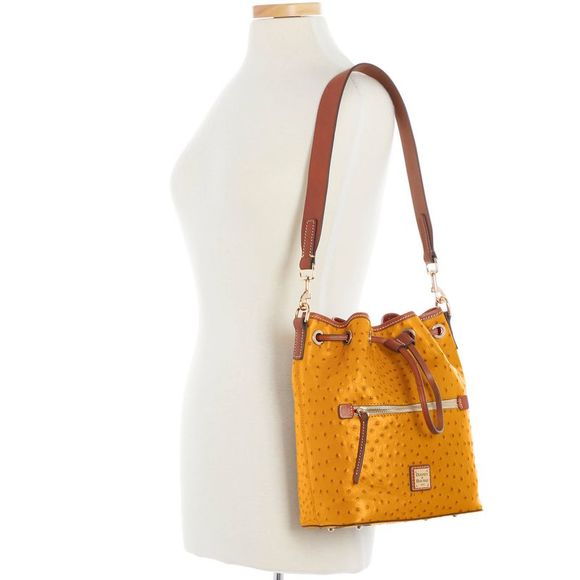 Dooney & Bourke | Bags | Dooney Bourke Ostrich Drawstring Shoulder Bag ...